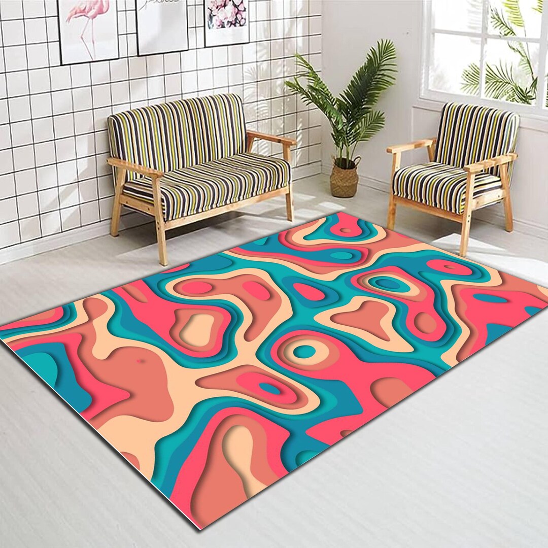 3D Cut Out Rug, Illusion Rug, Fan Carpet, Non Slip Floor Carpet, Area ...