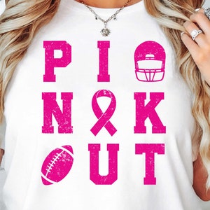 Pink Out Football SVG PNG, Fight Cancer Svg, Breast Cancer Awareness ...