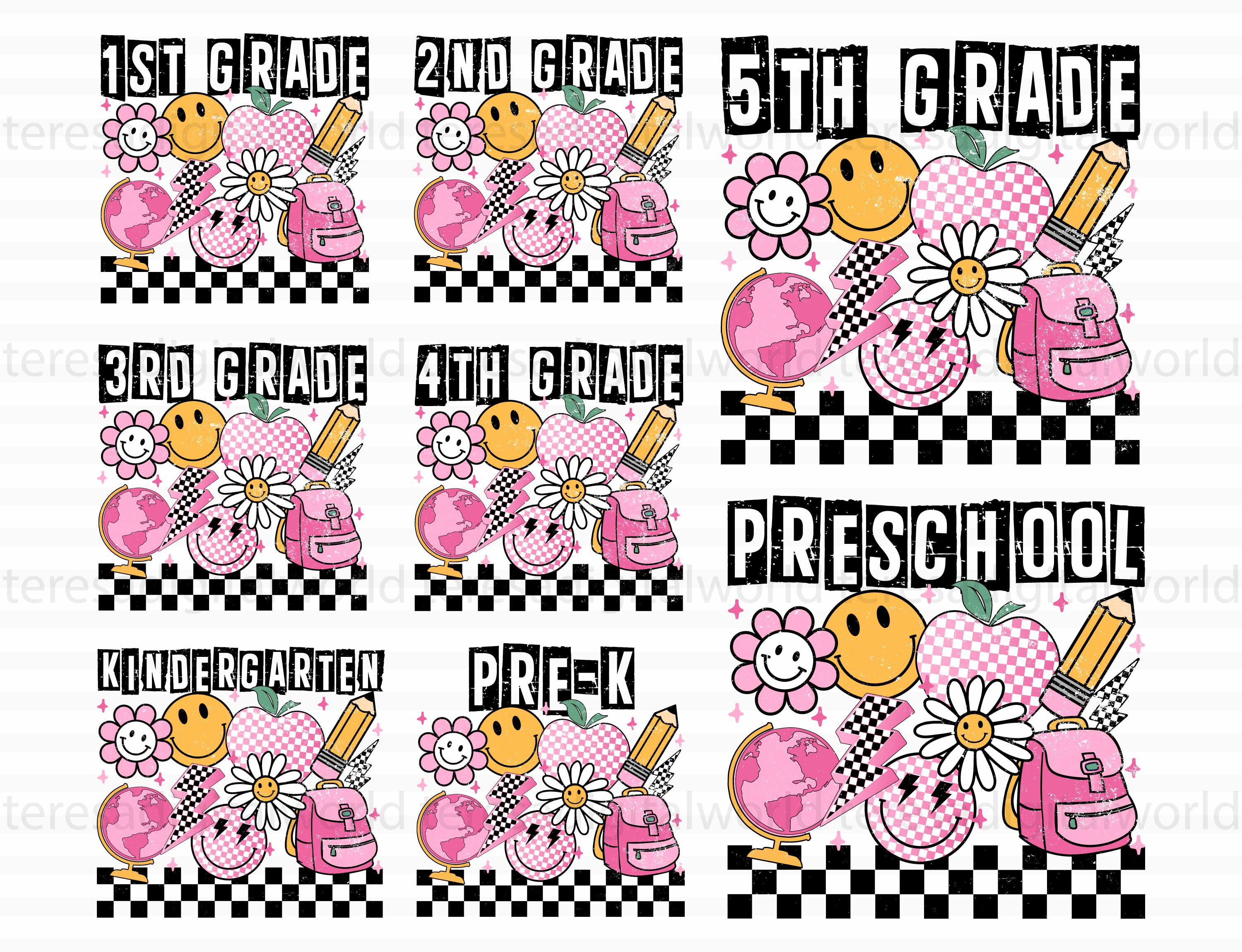 Retro Back to School PNG Bundle, Back to School Mega Bundle, Teacher ...