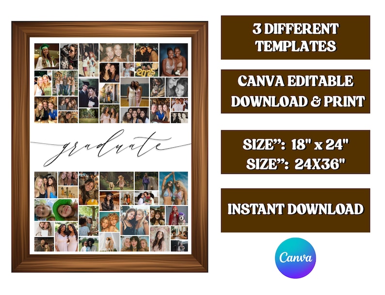 Graduation Photo Collage Template, Graduation Party Welcome Sign ...