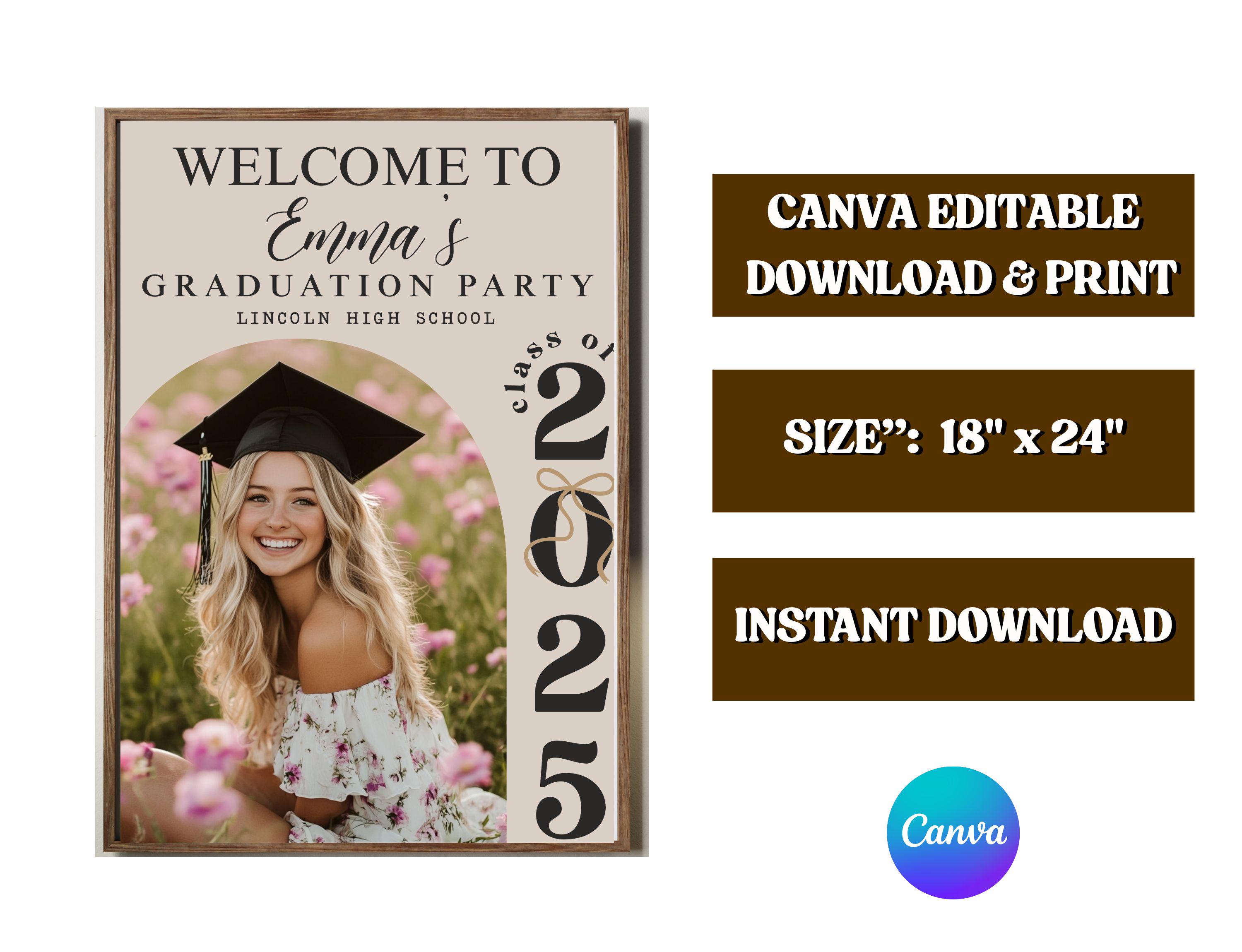 Class of 2025 Graduation Party Welcome Sign Canva Template, Photo ...