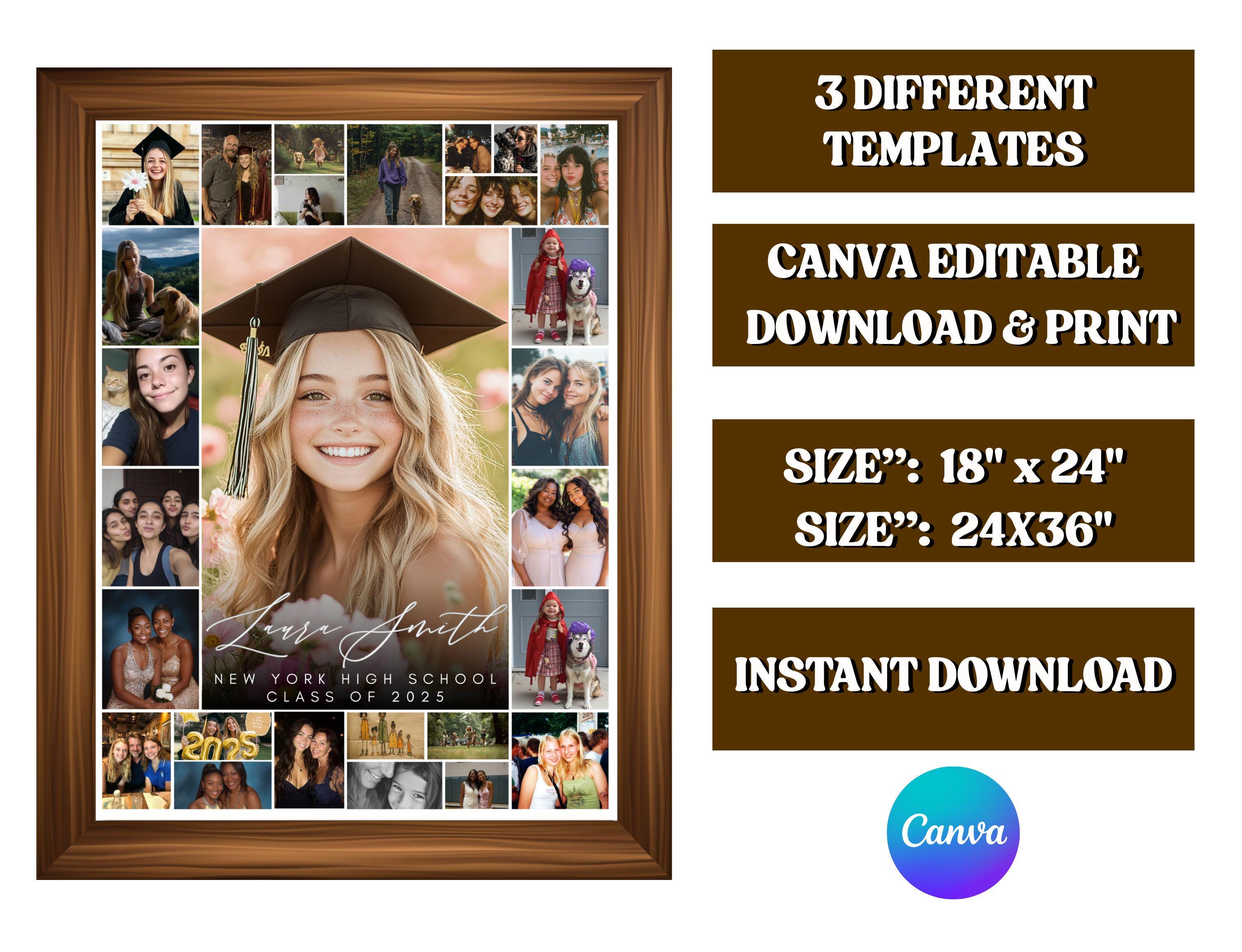 Graduation Photo Collage Template, Graduation Party Welcome Sign ...