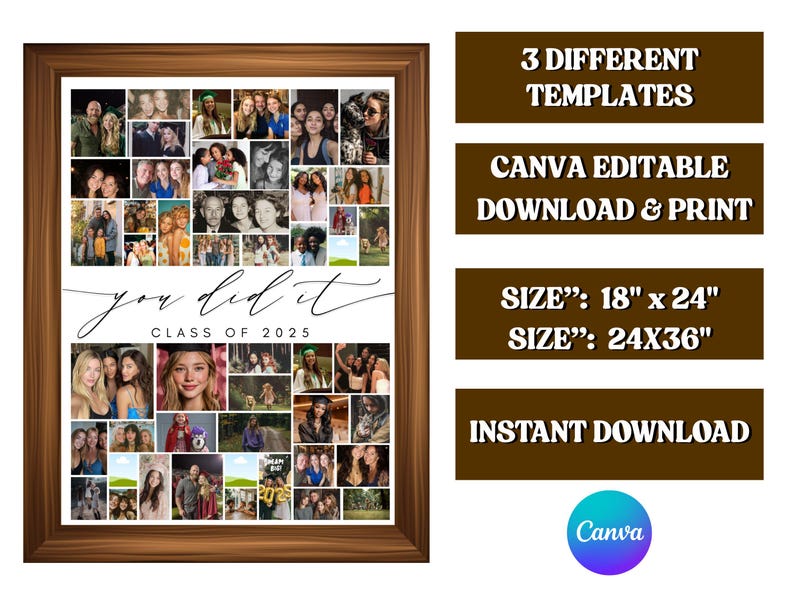 Graduation Photo Collage Template, Graduation Party Welcome Sign ...