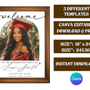 Class of 2025 Graduation Party Welcome Sign Canva Template, Senior ...