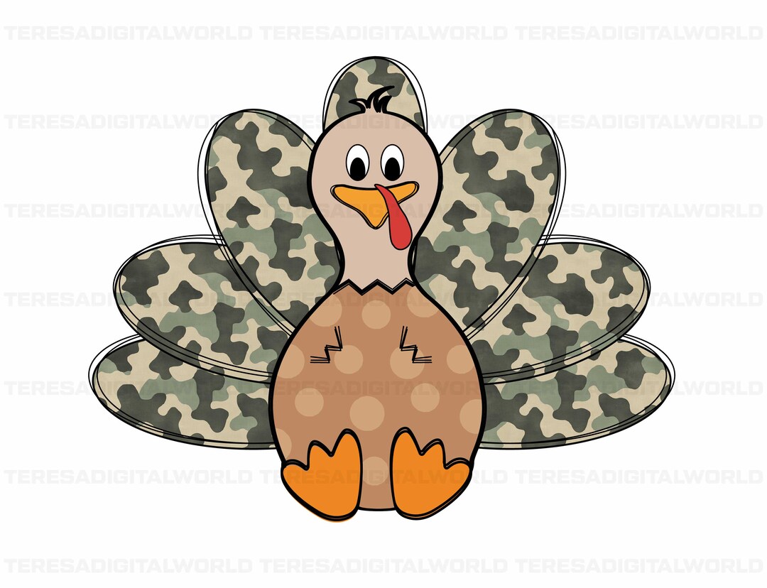 Camo Turkey PNG, Cute Thanksgiving Turkey Png Sublimation Dtf Print ...