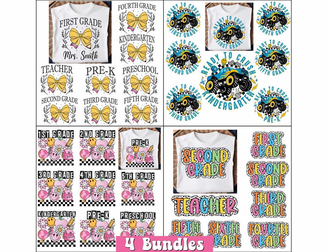 Retro Back to School PNG Bundle, Back to School Mega Bundle, Teacher ...