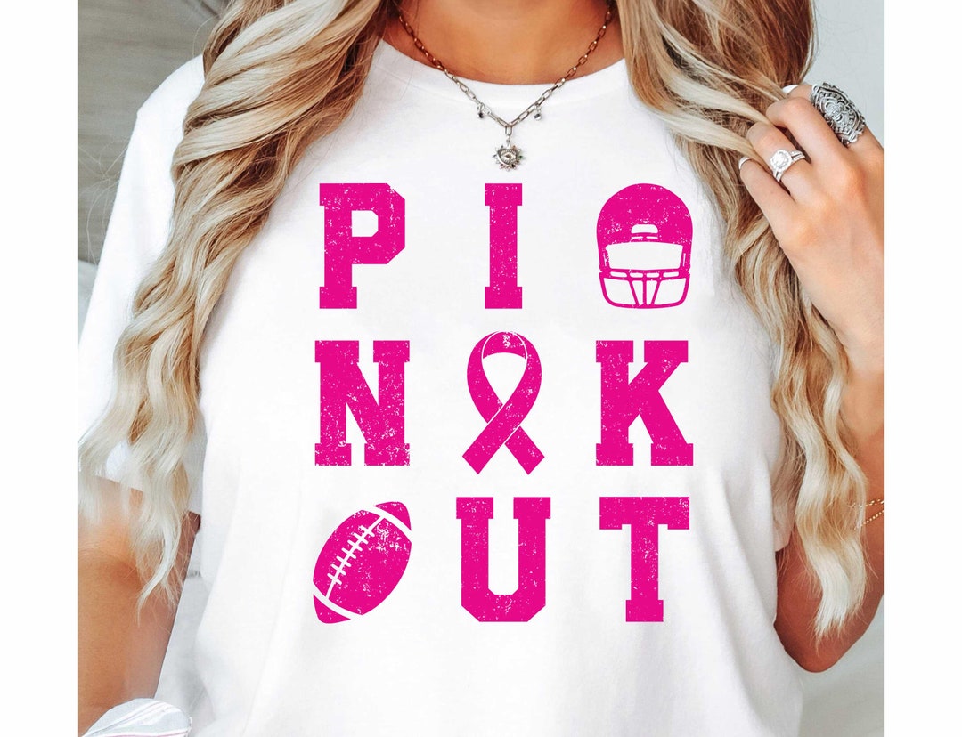 Pink Out Football SVG PNG, Fight Cancer Svg, Breast Cancer Awareness ...