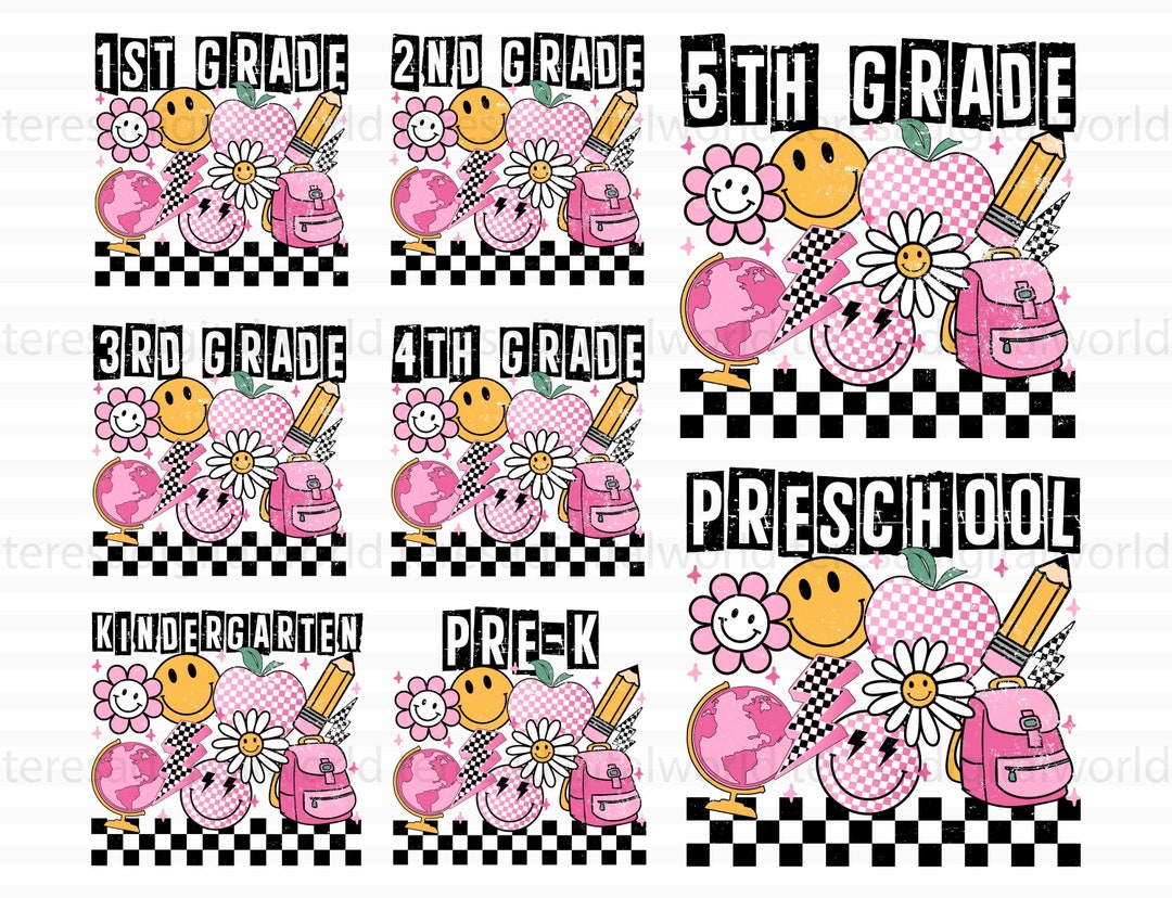 Back to School PNG Bundle, Retro Back to School Png, School Grade Png ...