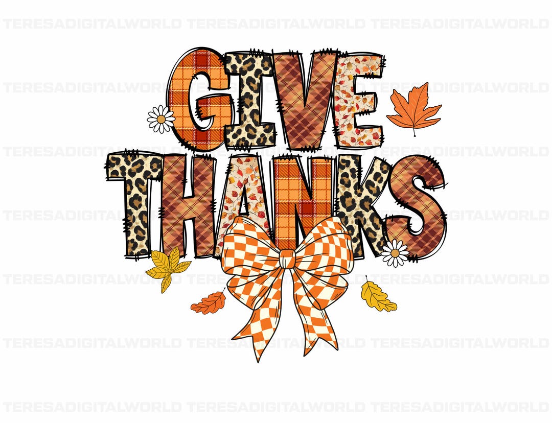 Give Thanks PNG, Thankful Png, Fall Coquette Bow, Thanksgiving Png ...