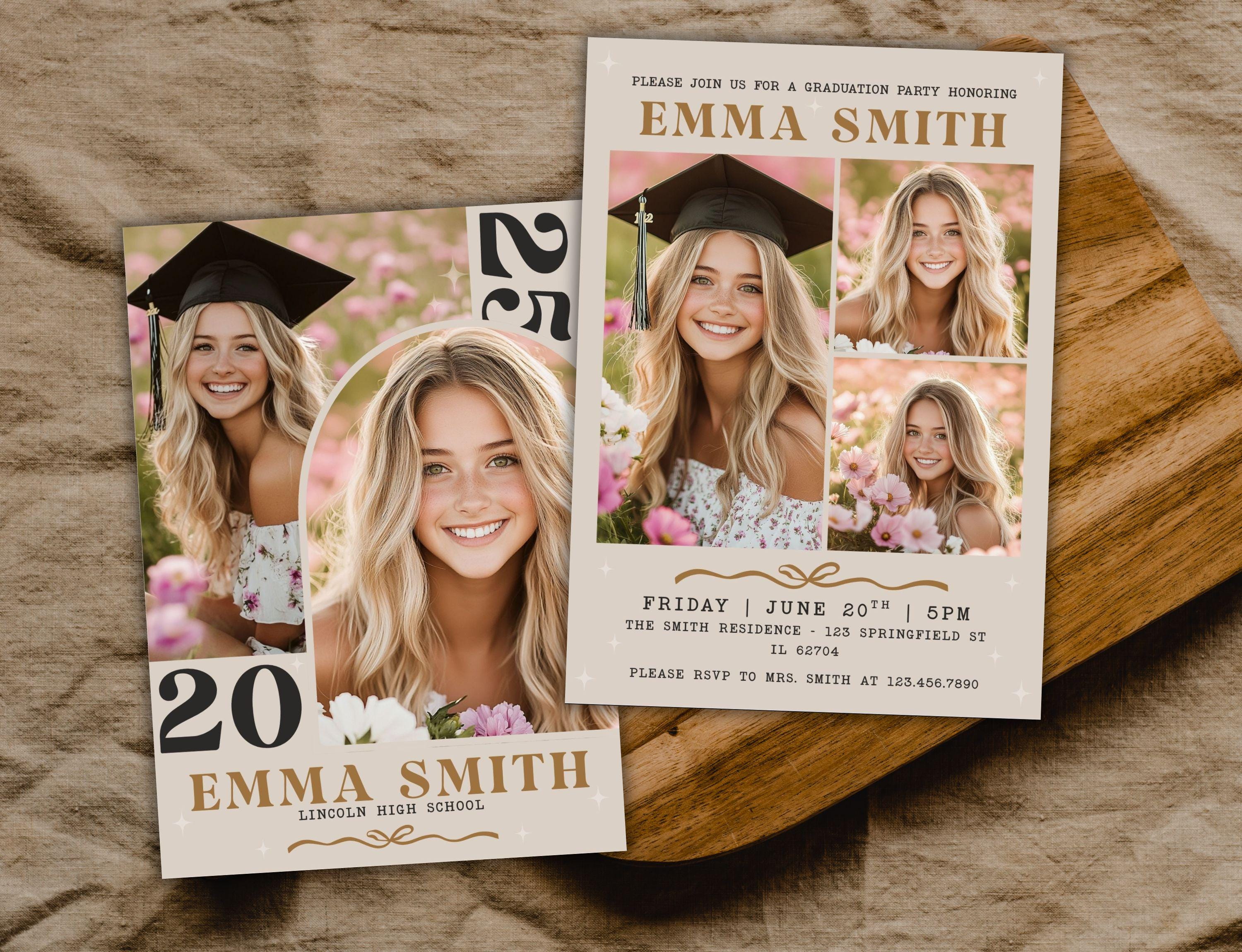 Class of 2025 Graduation Announcement Canva Template With Photo ...