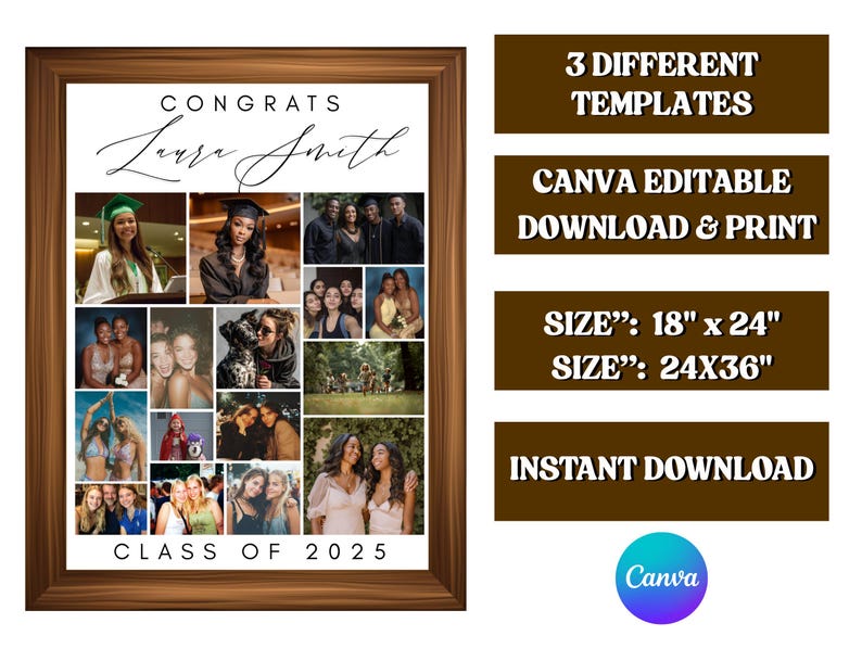 Class of 2025 Graduation Party Welcome Sign Canva Template, Senior ...
