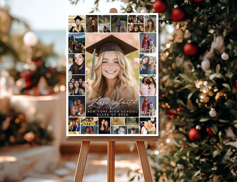 Graduation Photo Collage Template, Graduation Party Welcome Sign ...