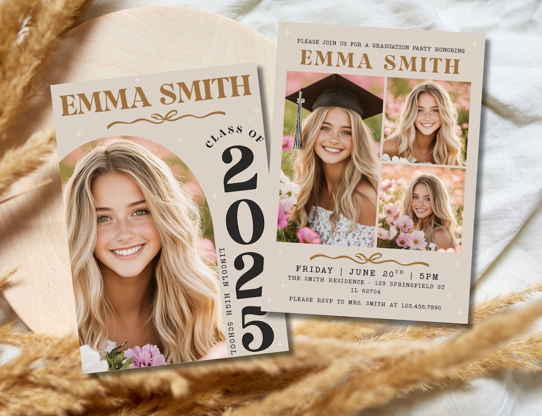 Class of 2025 Graduation Announcement Editable Canva Template, Editable ...