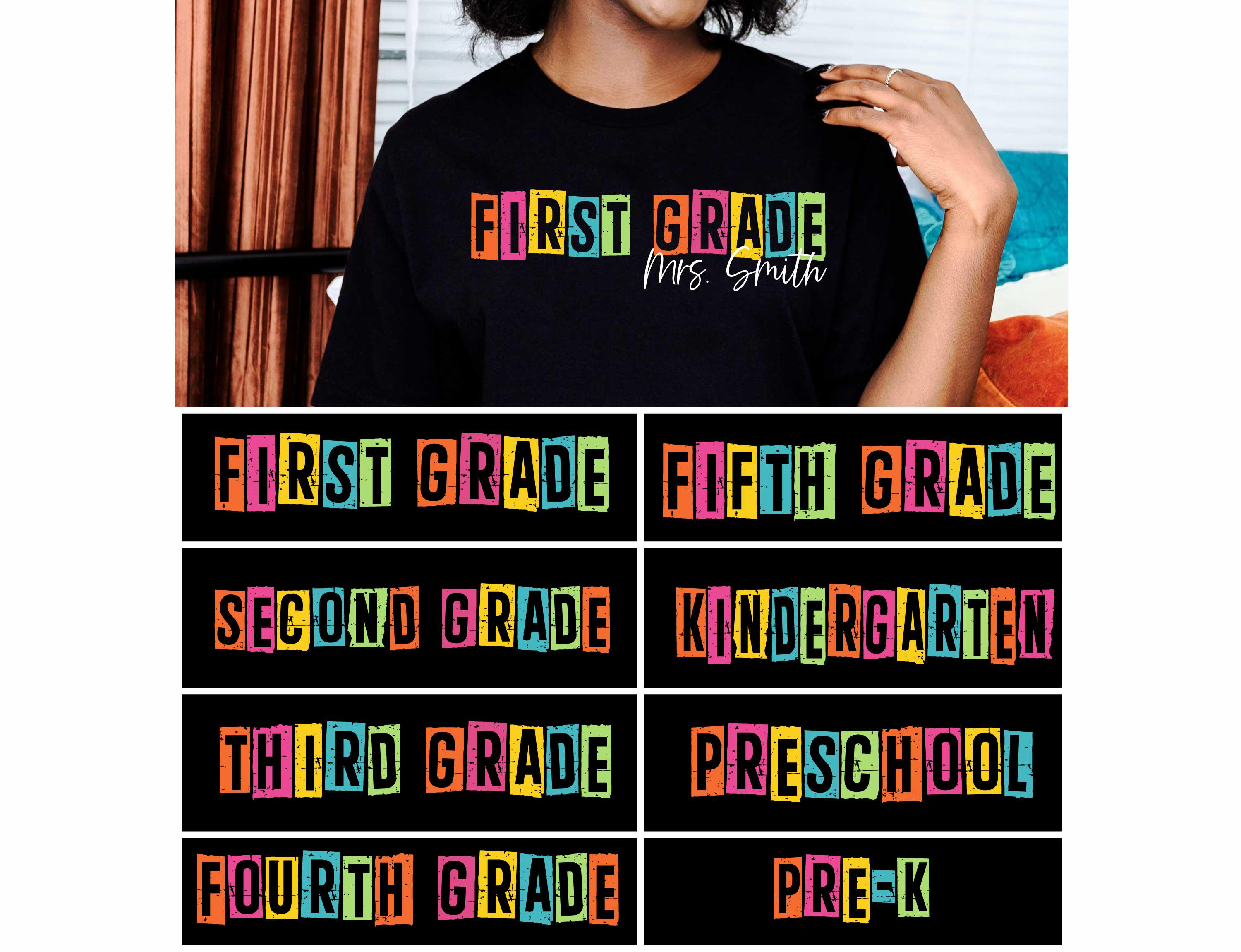 Retro Back to School PNG Bundle, Pencil Rainbow Png, Custom Teacher Png ...