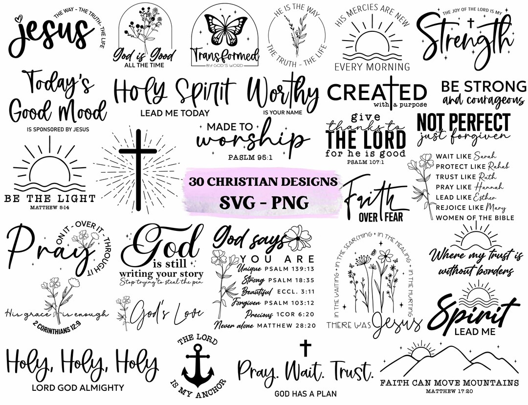 30 Christian SVG PNG Bundle, Religious Svg Bundle, Motivational Quotes ...