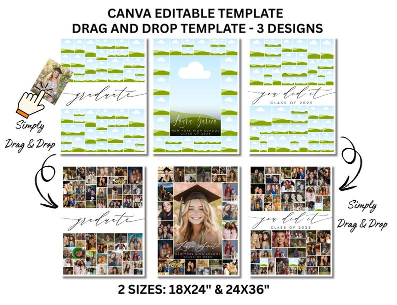 Graduation Photo Collage Template, Graduation Party Welcome Sign ...