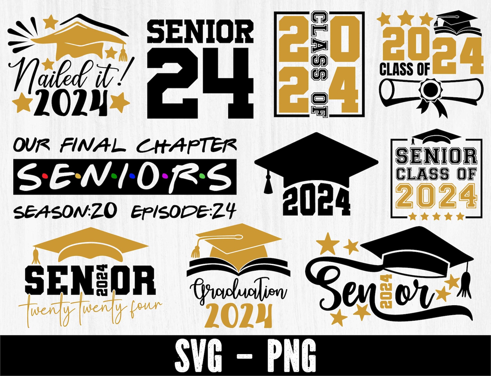 Senior 2024 SVG Bundle, Graduation 2024 Svg, Class of 2024 Svg, 2024 ...