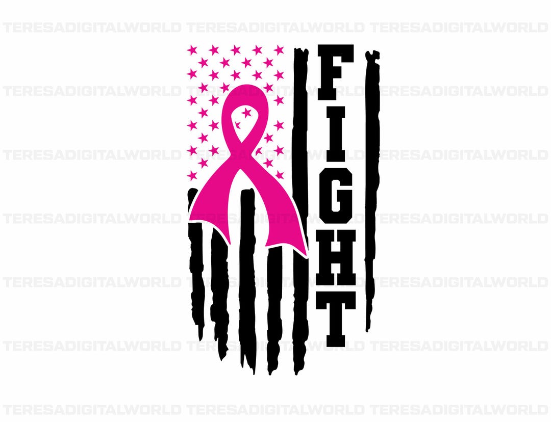 Fight Breast Cancer American Flag SVG PNG, Breast Cancer Awareness ...