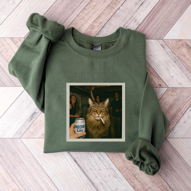Custom Cat Sweater, Personalized Pet Portrait, Smoking Cat Meme Shirt ...
