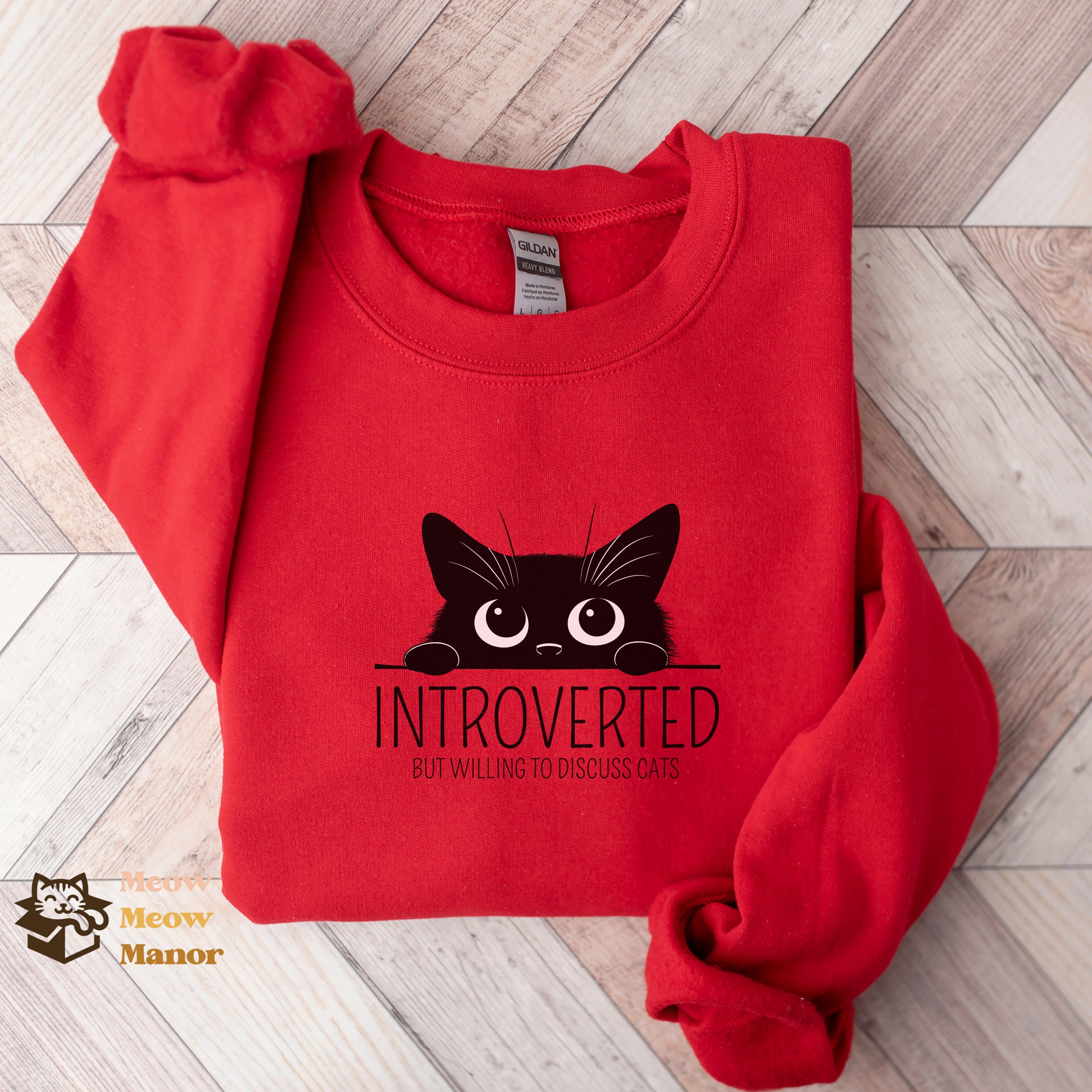 Introverted, but Willing to Discuss Cats Sweatshirt, Cat Lover Sweater ...