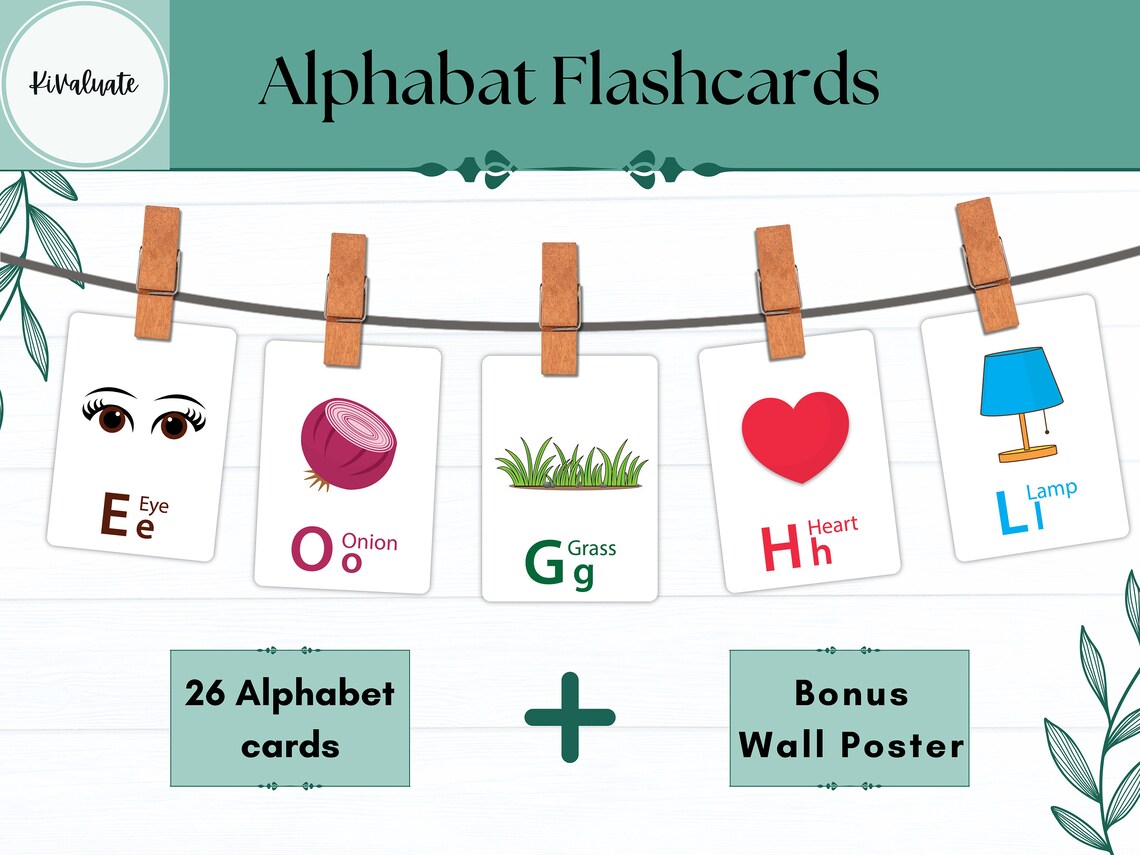 26 Alphabets Cards, ABC Flashcards Set, Alphabet Cue Pack, Digital ...