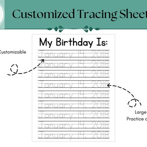 Custom Name Handwriting Practice Tracing Sheet for Kids - Personalized ...