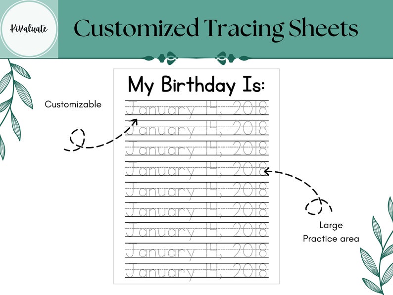 Custom Name Handwriting Practice Tracing Sheet for Kids - Personalized ...