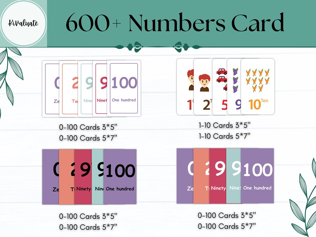 Numbers Flash Cards Bundle, Numbers Cue Cards, Math Cards, Children ...