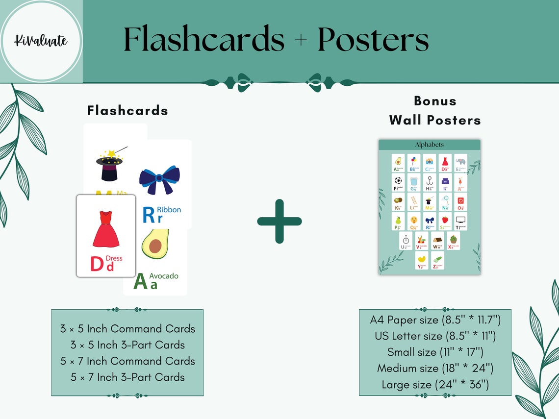 ABC Learning Cue, Digital Flash Cards Set, Early Literacy, Educational Resources, Printable ...