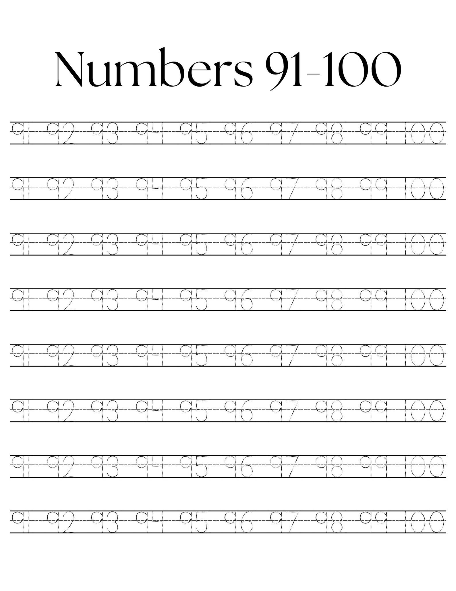 Numbers Tracing Sheets 1-100, Lined & Unlined, Plus Bonus Alphabet ...