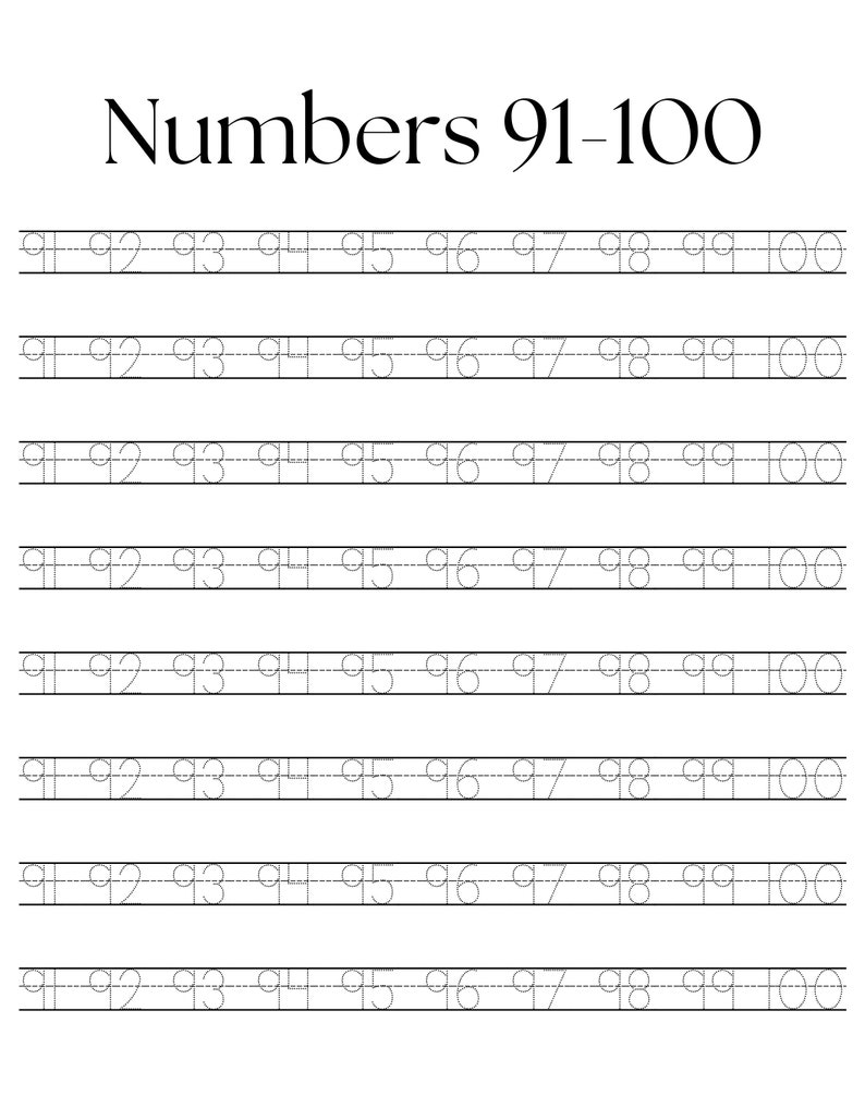 Numbers Tracing Sheets 1-100, Lined & Unlined, Plus Bonus Alphabet ...