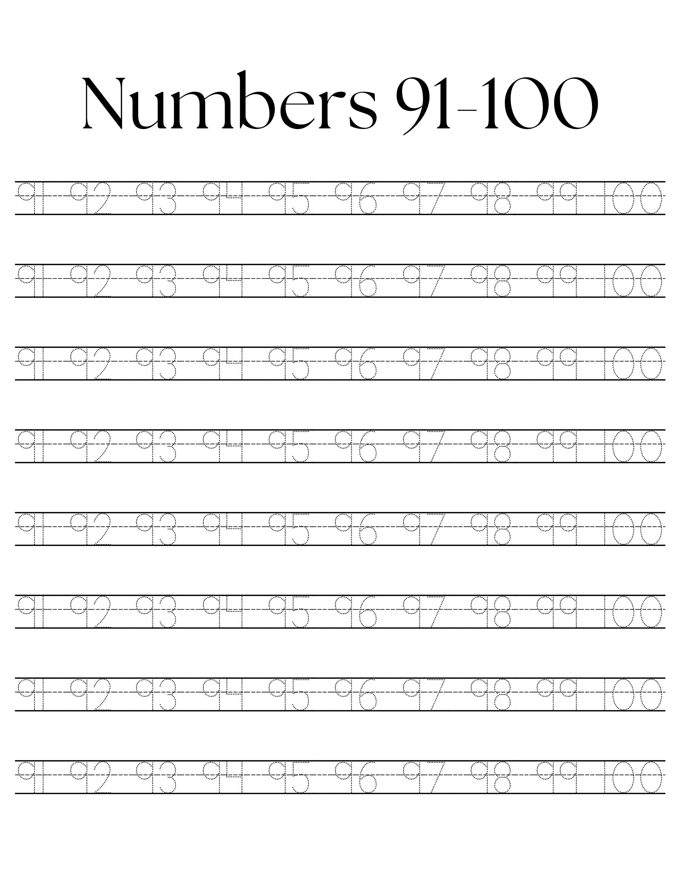 Numbers Tracing Sheets 1-100, Lined & Unlined, Plus Bonus Alphabet ...