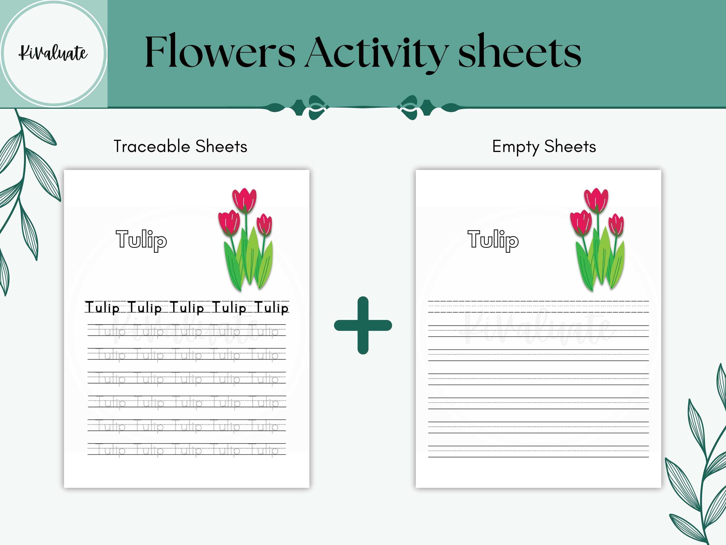 Flowers Handwriting Tracing Worksheets | Printable Tracing Sheets for ...