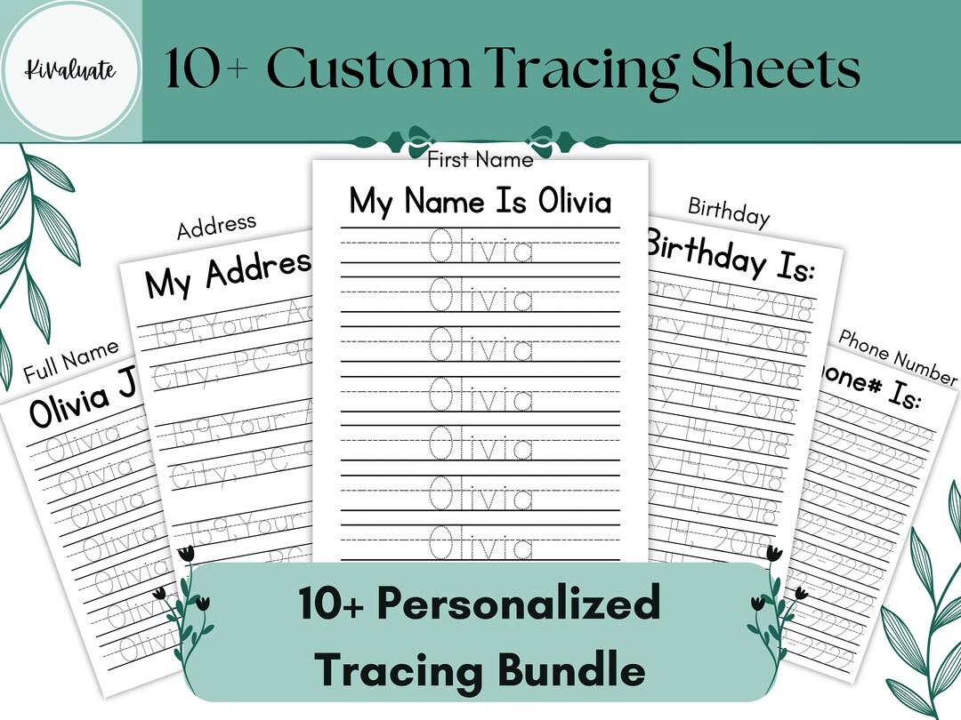 Custom Name Handwriting Practice Tracing Sheet, Personalized , Custom ...