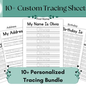 Custom Name Handwriting Practice Tracing Sheet for Kids - Personalized ...