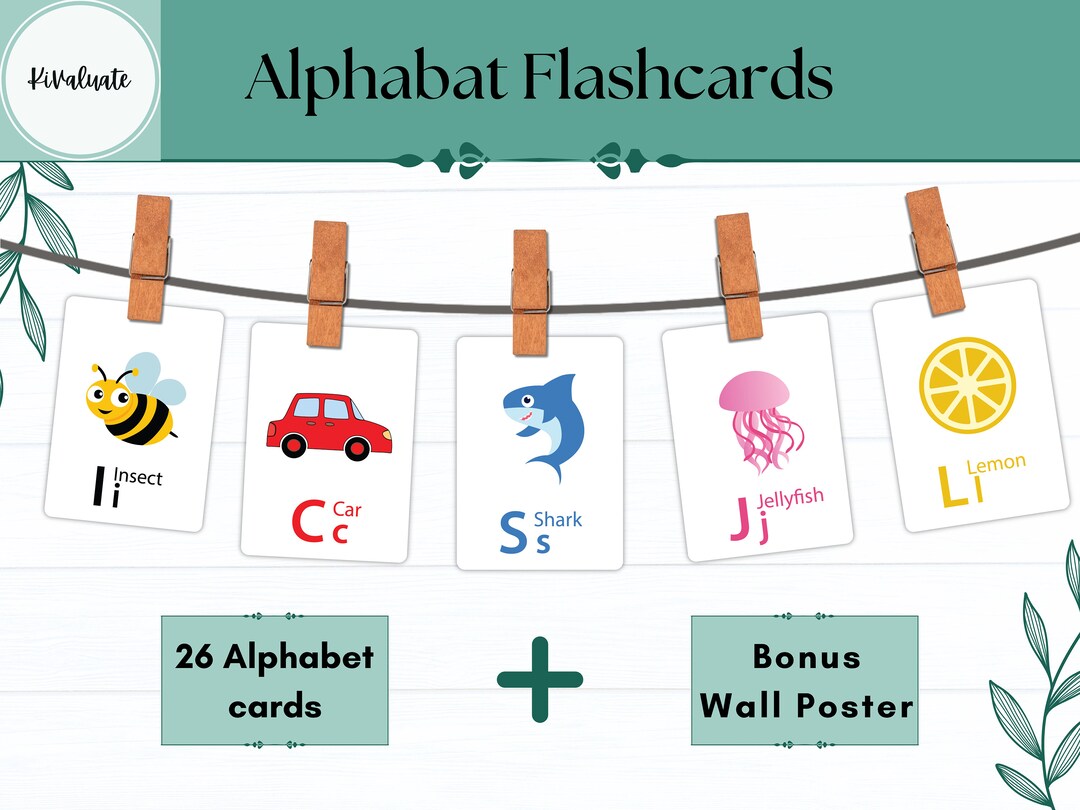 Digital Learning Cards, 26 Alphabets Cards, ABC Flashcards Set, Digital ...