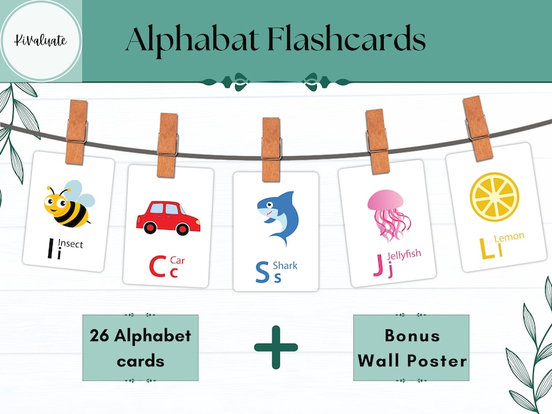 Digital Learning Cards, 26 Alphabets Cards, ABC Flashcards Set, Digital ...
