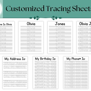 Custom Name Handwriting Practice Tracing Sheet for Kids - Personalized ...