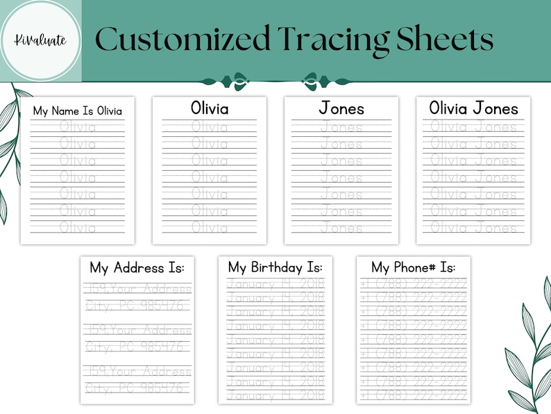 Custom Name Handwriting Practice Tracing Sheet for Kids - Personalized ...