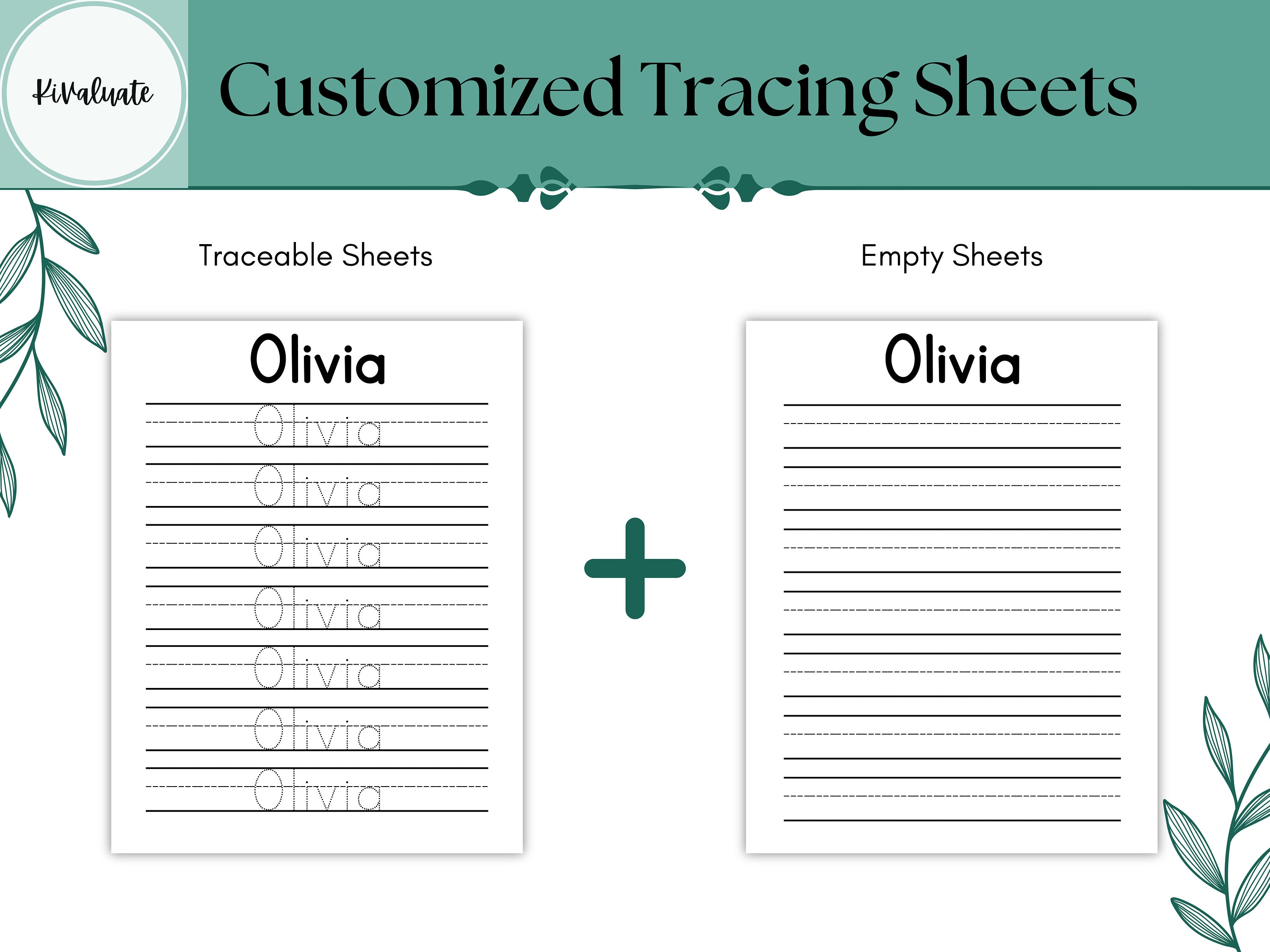Custom Name Handwriting Practice Tracing Sheet for Kids - Personalized ...