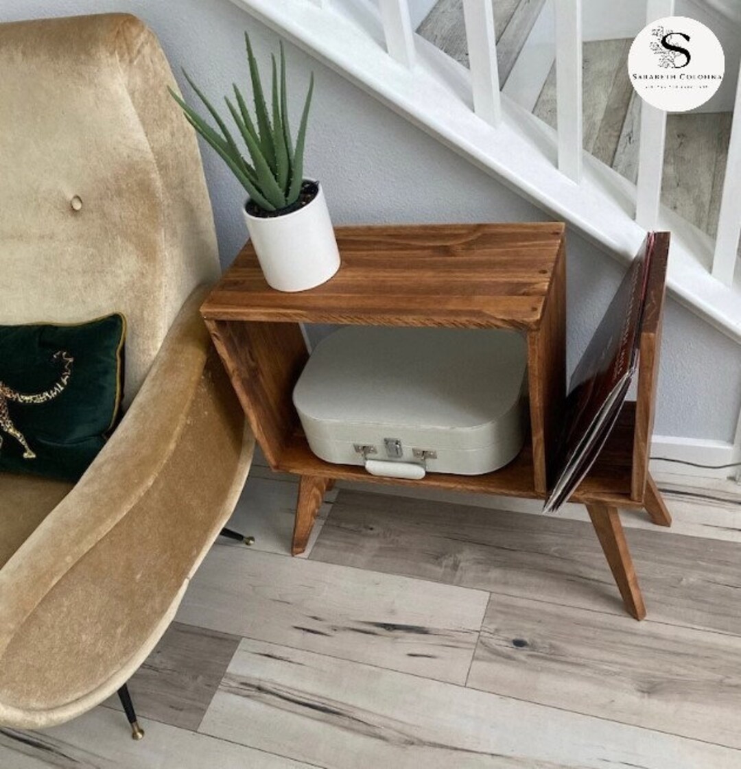 Midcentury Modern Magazine Accent Table, Nightstand, Modern, Table ...