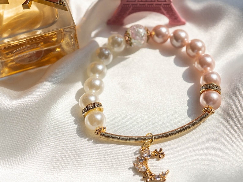 Aphrodite and 9 Tailed Fox Love Spell Handmade Crystal & Pink Pearls Charm Bracelet | Lucky ...