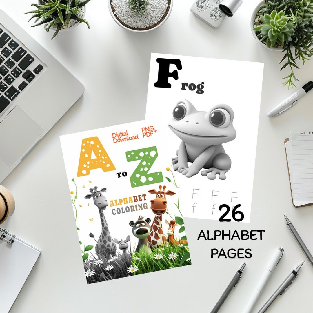 A to Z Cute Animal Alphabet Coloring Pages Printable ABC Coloring Book ...