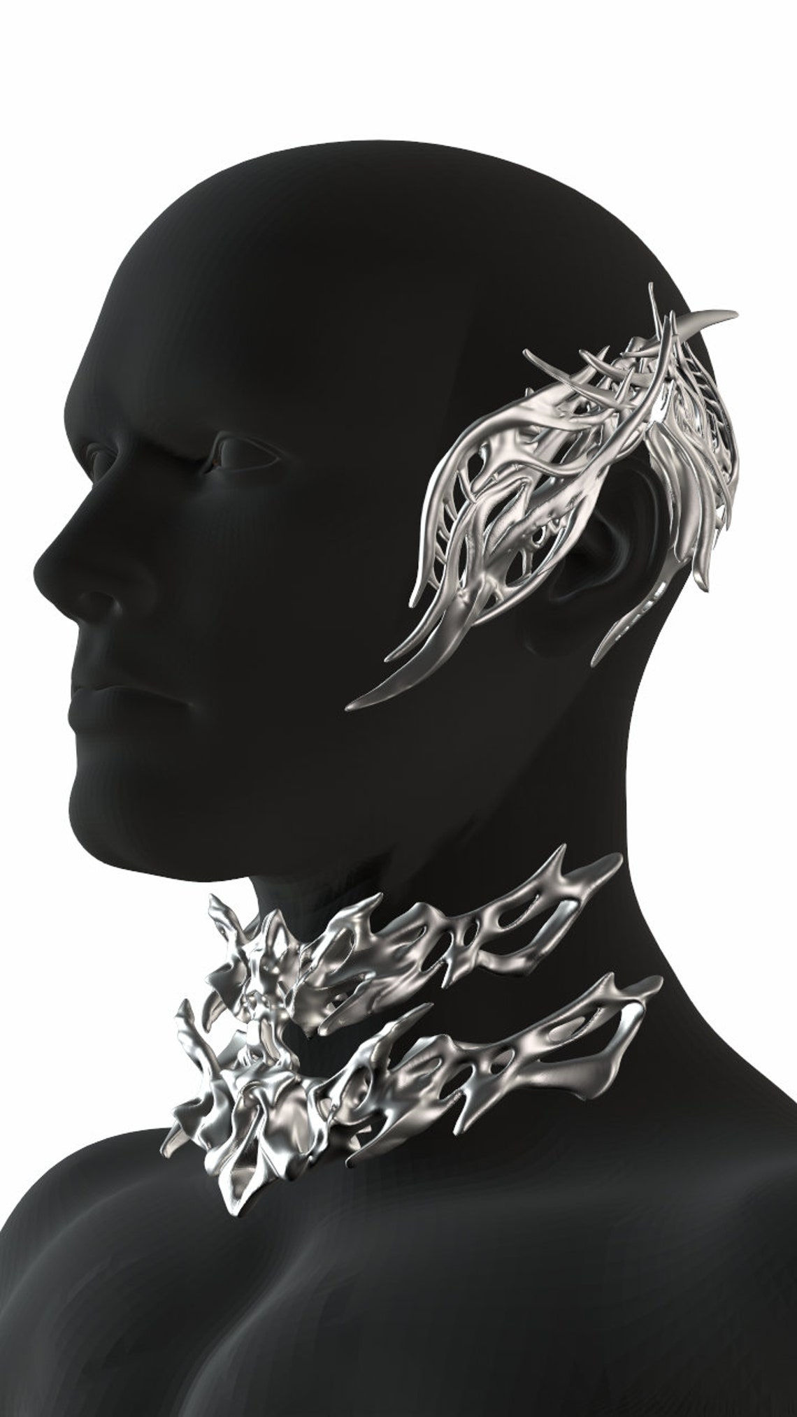 Futuristic Sci-fi Ear Cuff: 3D Printed Chaotic Bones Ear Piece - Etsy