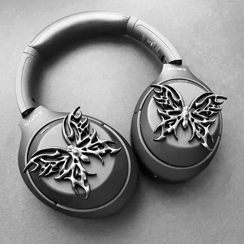 Chrome Butterfly Headphone Attachments: Y2K Steampunk Cyberpunk Style ...