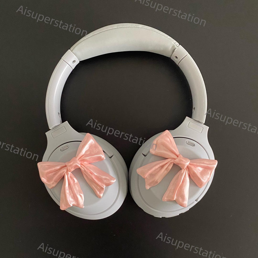 Silky Pink Bows Sony XM4 Attachments, 2*bows Only, No Headset Included ...