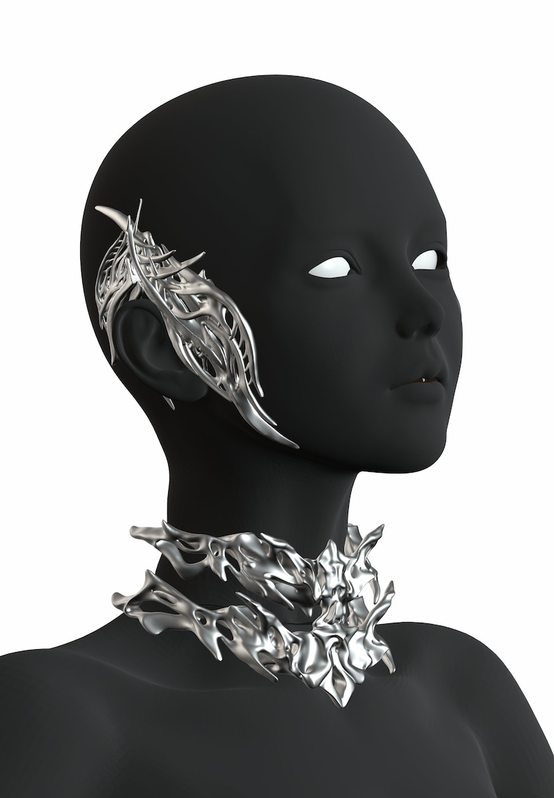 Futuristic Sci-fi Ear Cuff: 3D Printed Chaotic Bones Ear Piece - Etsy