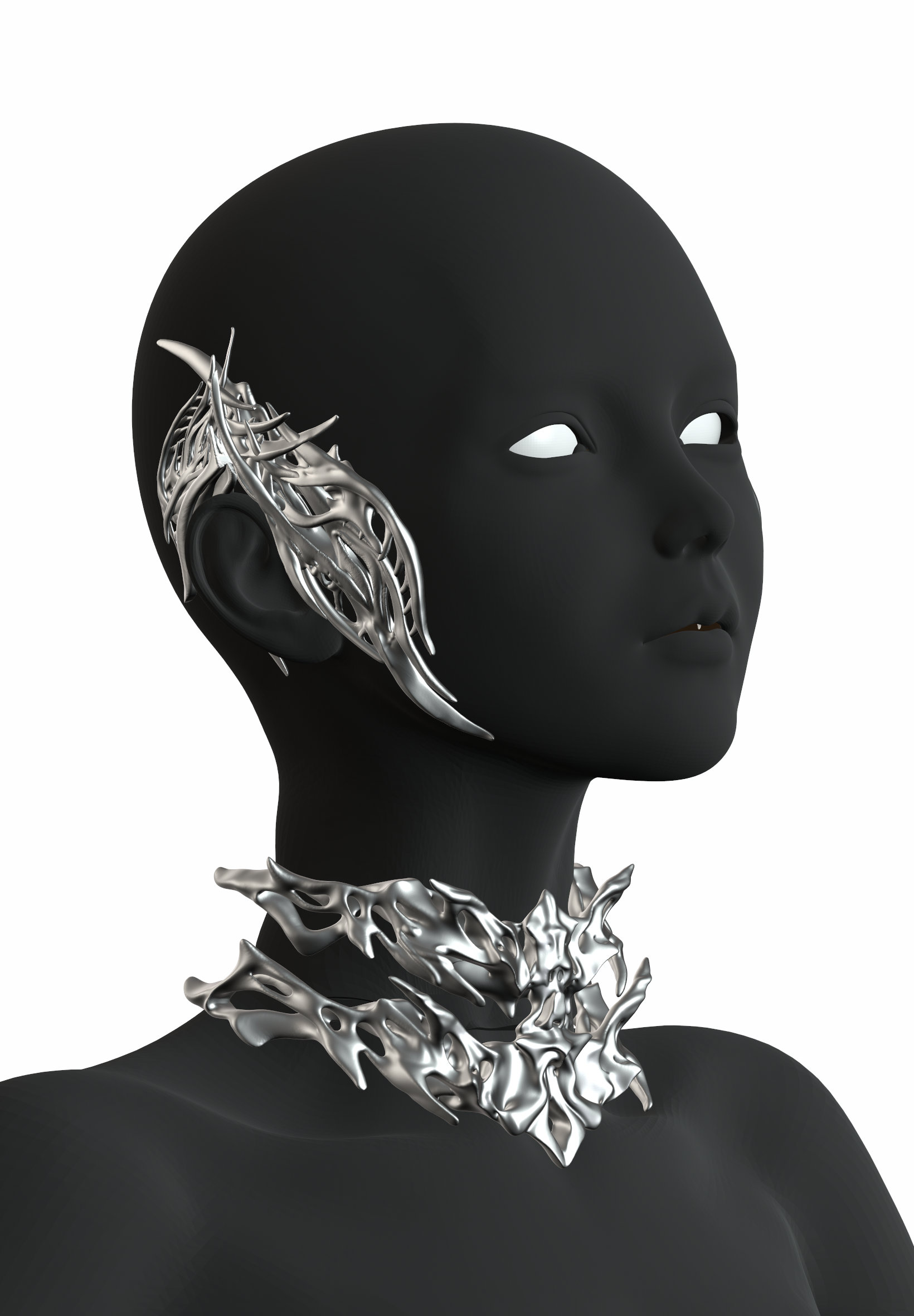 Futuristic Sci-fi Ear Cuff: 3D Printed Chaotic Bones Ear Piece - Etsy