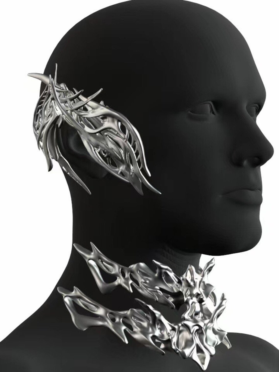 Futuristic Sci-fi Ear Cuff: 3D Printed Chaotic Bones Ear Piece - Etsy