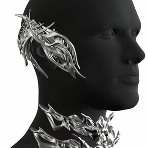 Chaotic Bones Ear Piece, a Set of 2 Futuristic Sci-fi Ear Cuff, Ear ...